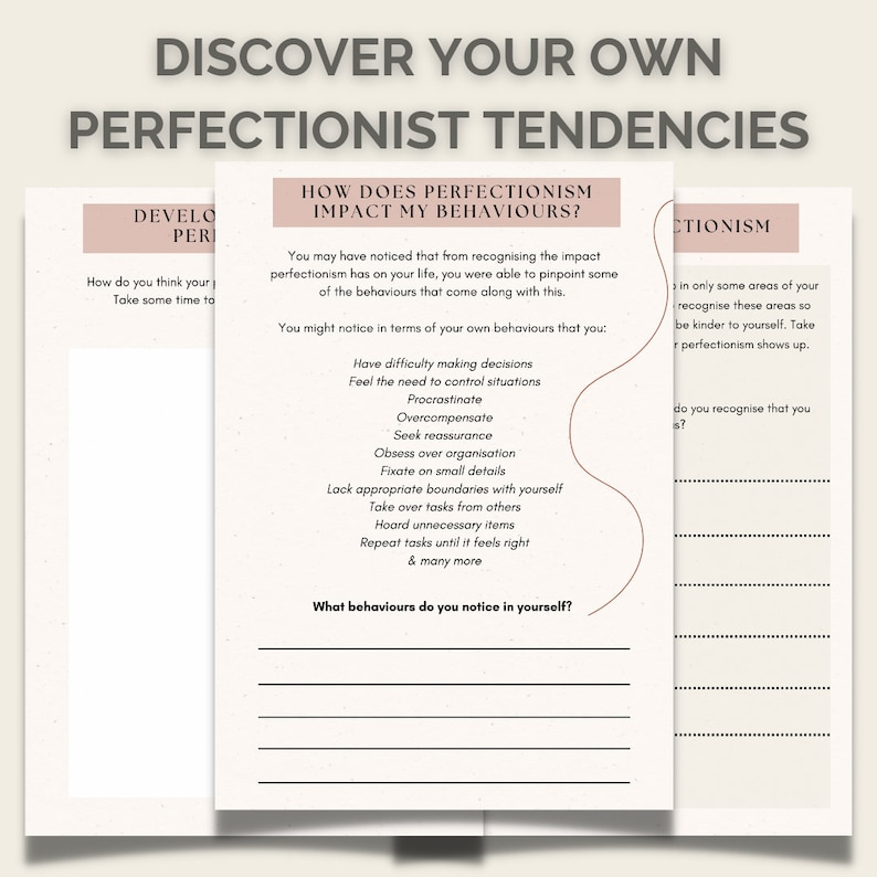 Manage Your Perfectionism Workbook, Perfectionism CBT Workbook, Therapy ...