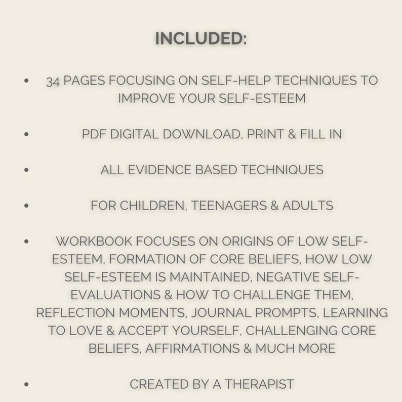 Improve Your Self-esteem Workbook Therapy Workbook CBT - Etsy