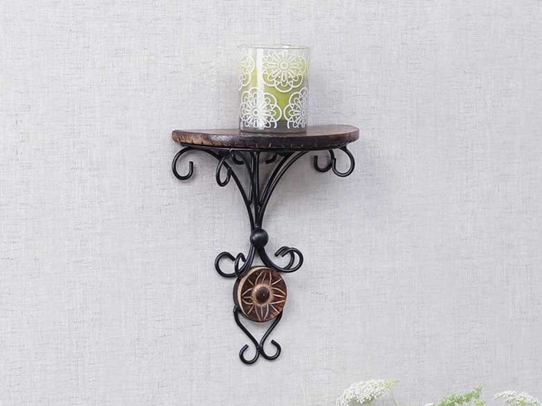Wooden Wrought Iron Wall Shelves Wall Bracket Wood/new Design Wooden ...