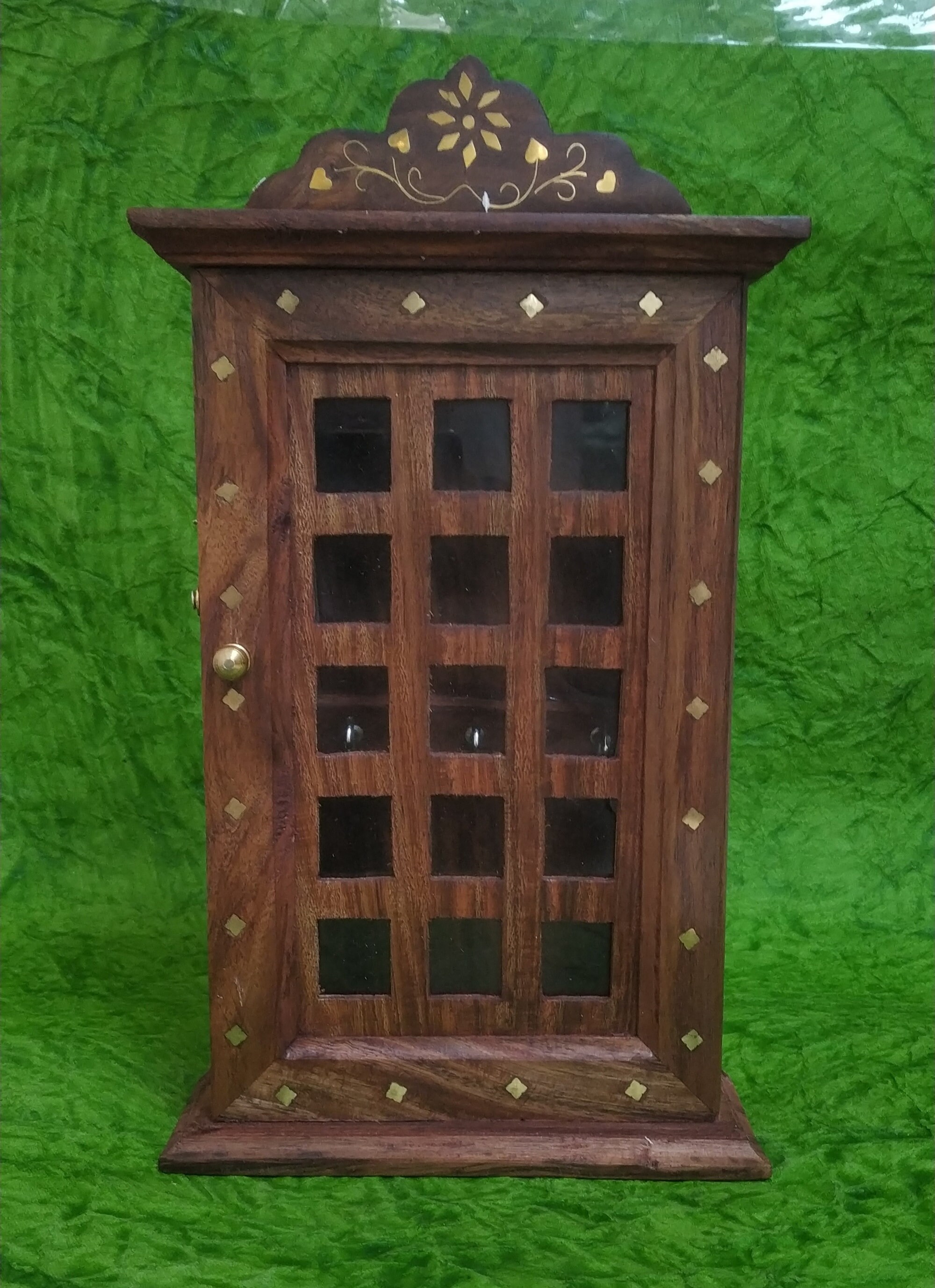 Handcrafted Wooden Key Holder Box in Rich Brown Finish - Elegant and ...