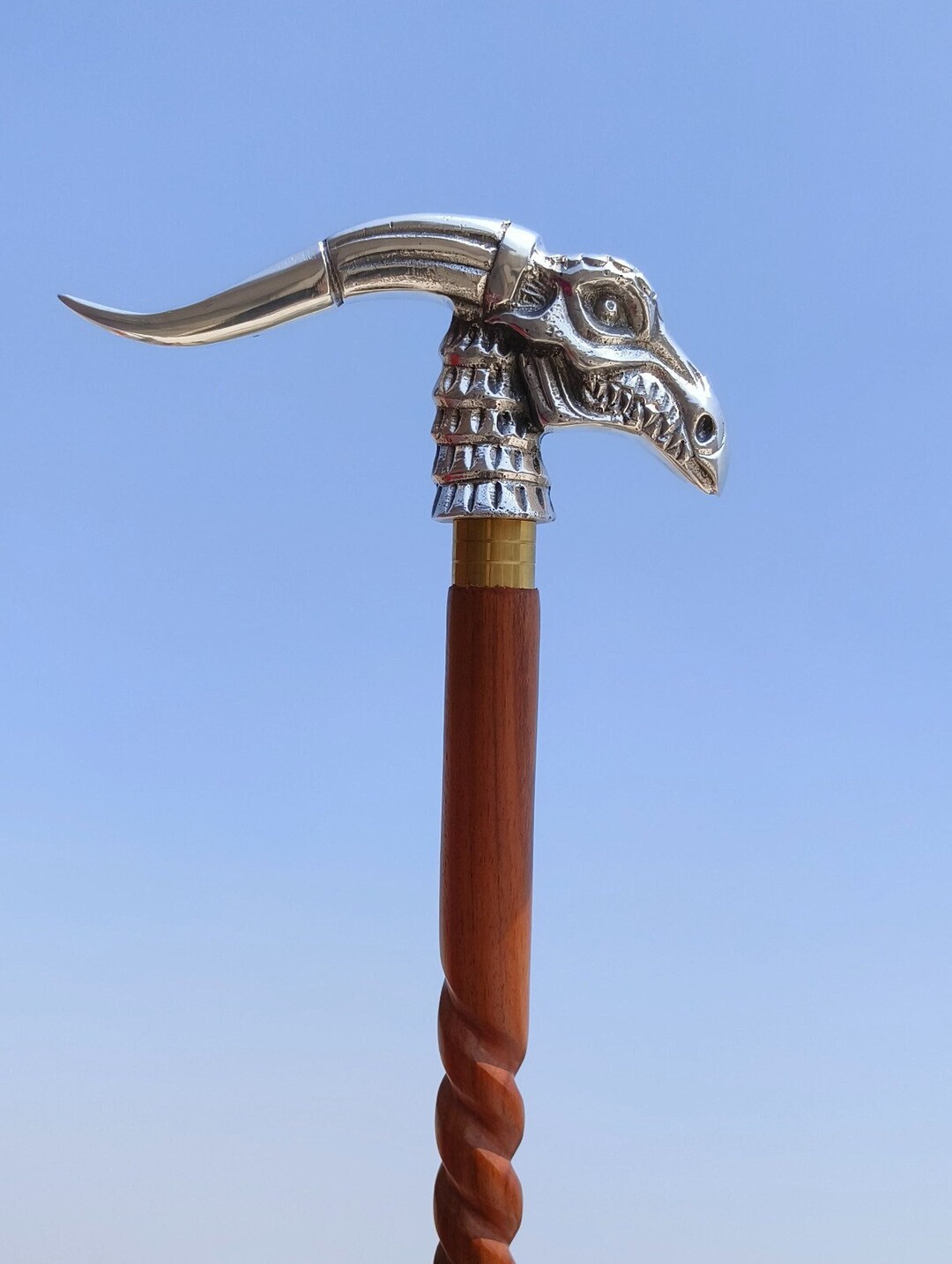 Handmade Dragon Handle Walking Stick – Stylish Wooden Cane for Men and ...