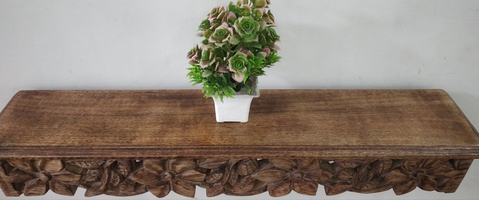 Wood Wall Shelf - Rustic Home Decor Shelves Bracket Unit, Floating Wall ...