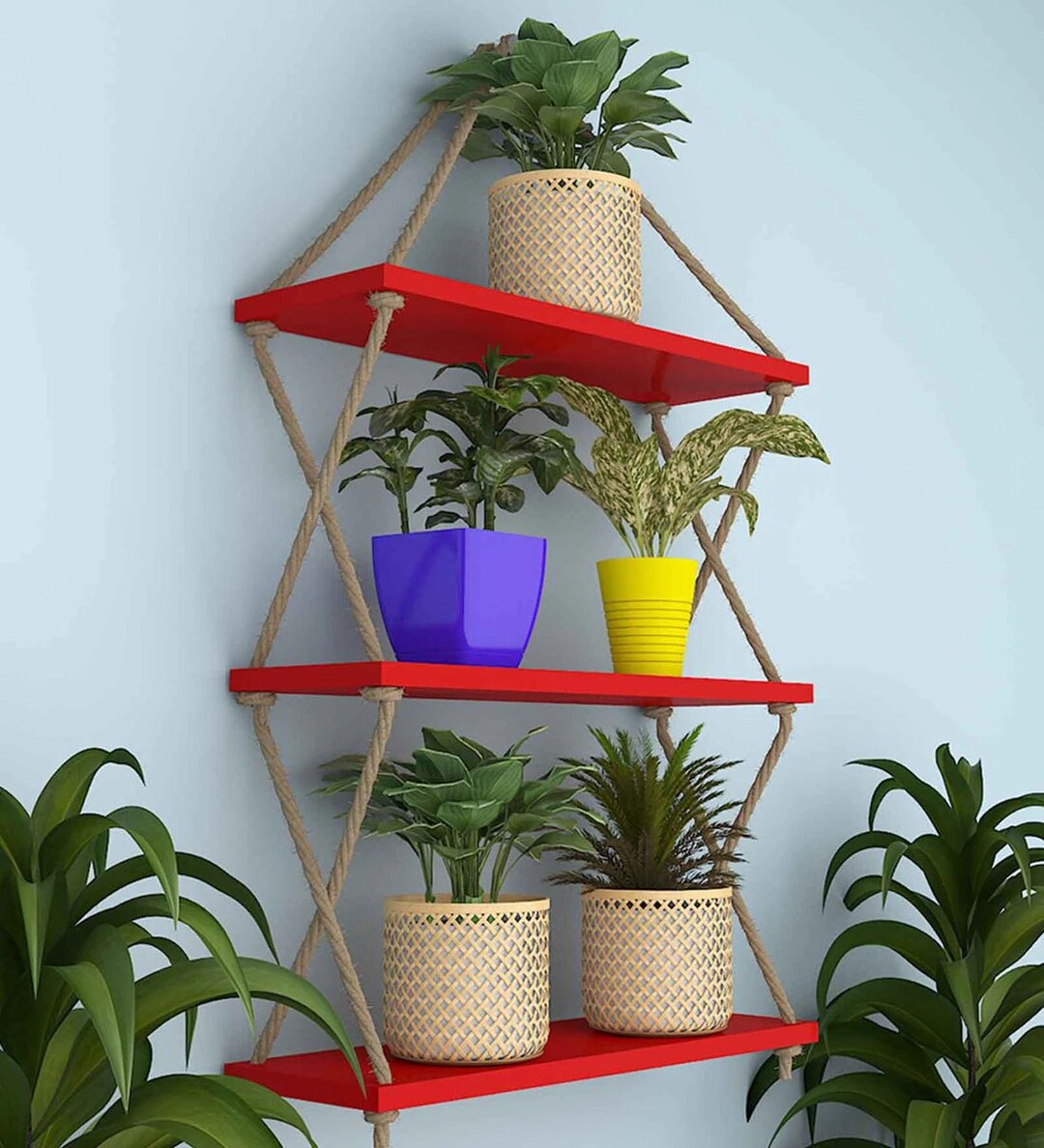 Wooden Hanging Shelves, Floating Decorations Display Shelves, Natural ...