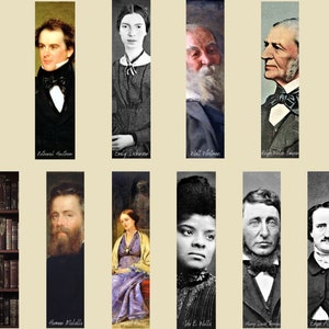 12 Printable Bookmarks, 19th Century Writers' Digital Bookmarks ...