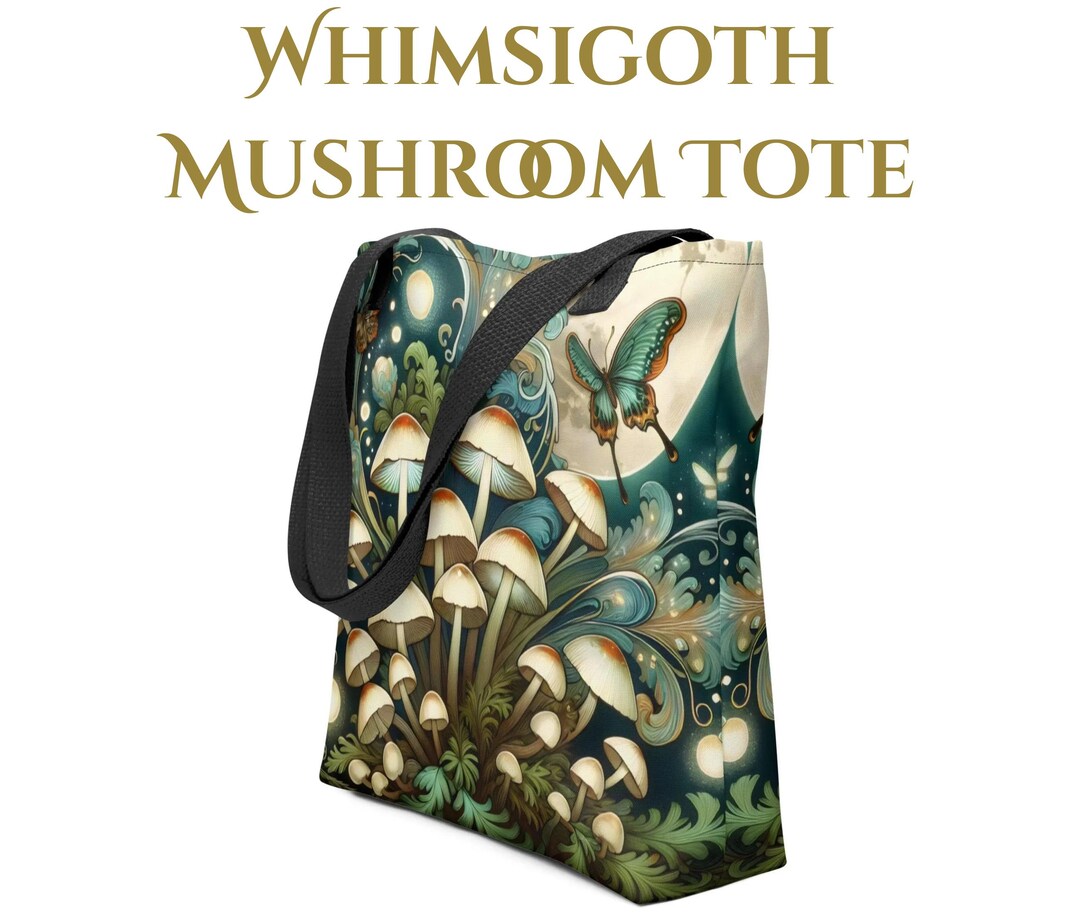Tote Bag Whimsigoth Mushroom Butterfly | Celestial Midnight Garden - Etsy