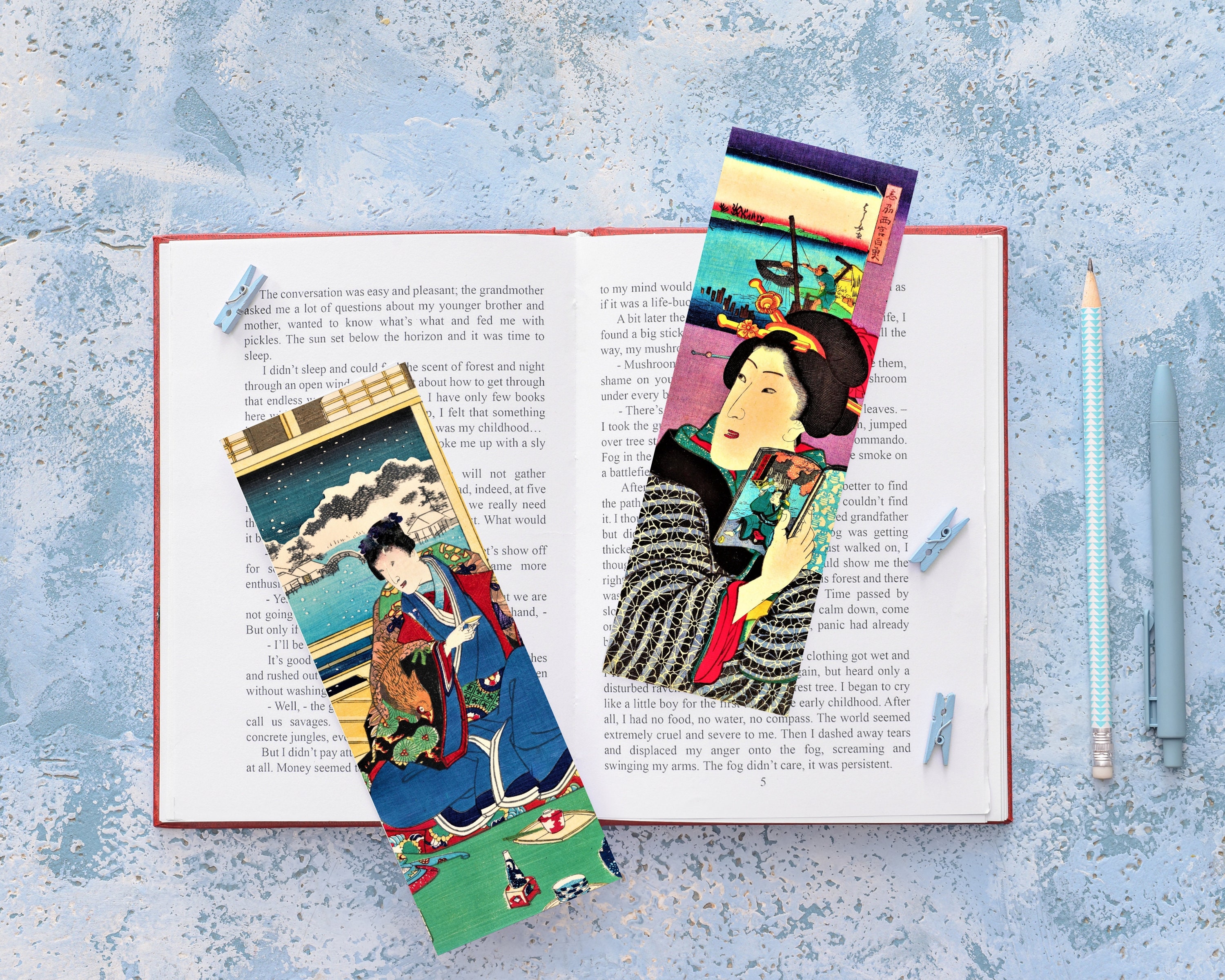 6 Printable Bookmarks, Asian Woodblock Digital Bookmarks, Vintage ...