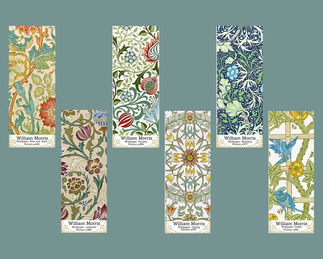 6 Morris Prints Printable Bookmarks, Colorful Digital Bookmarks ...