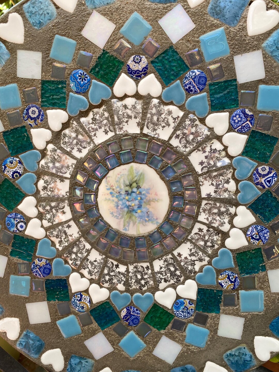 14” Mosaic Stepping Stone “shimmery Shades of Blue” #209 - Etsy