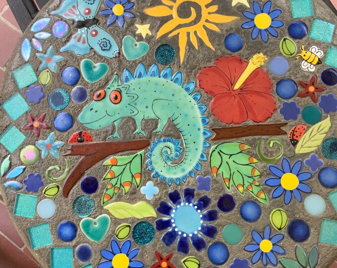 14” Mosaic Stepping Stone “lizard Happiness” #171 - Etsy