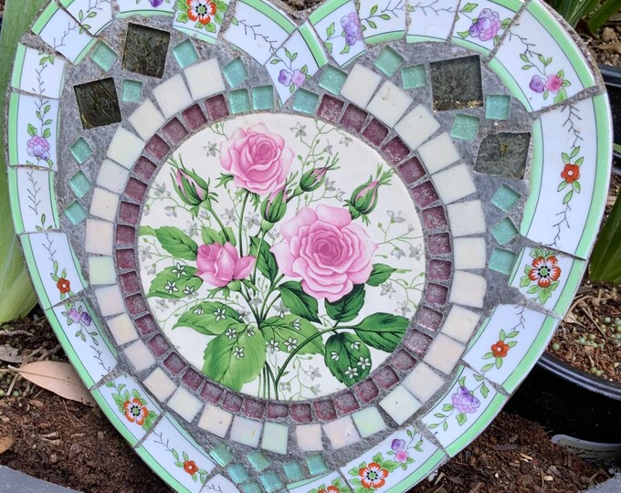 10” Mosaic Stepping Stone “spring Garden Heart” #68 - Etsy