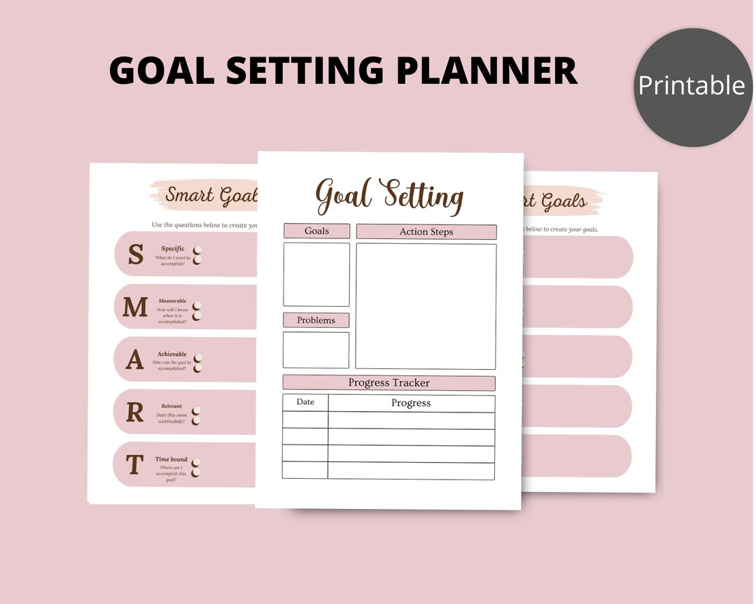 Goal Setting Planner Printable Bundle | SMART Goals Tracker and ...