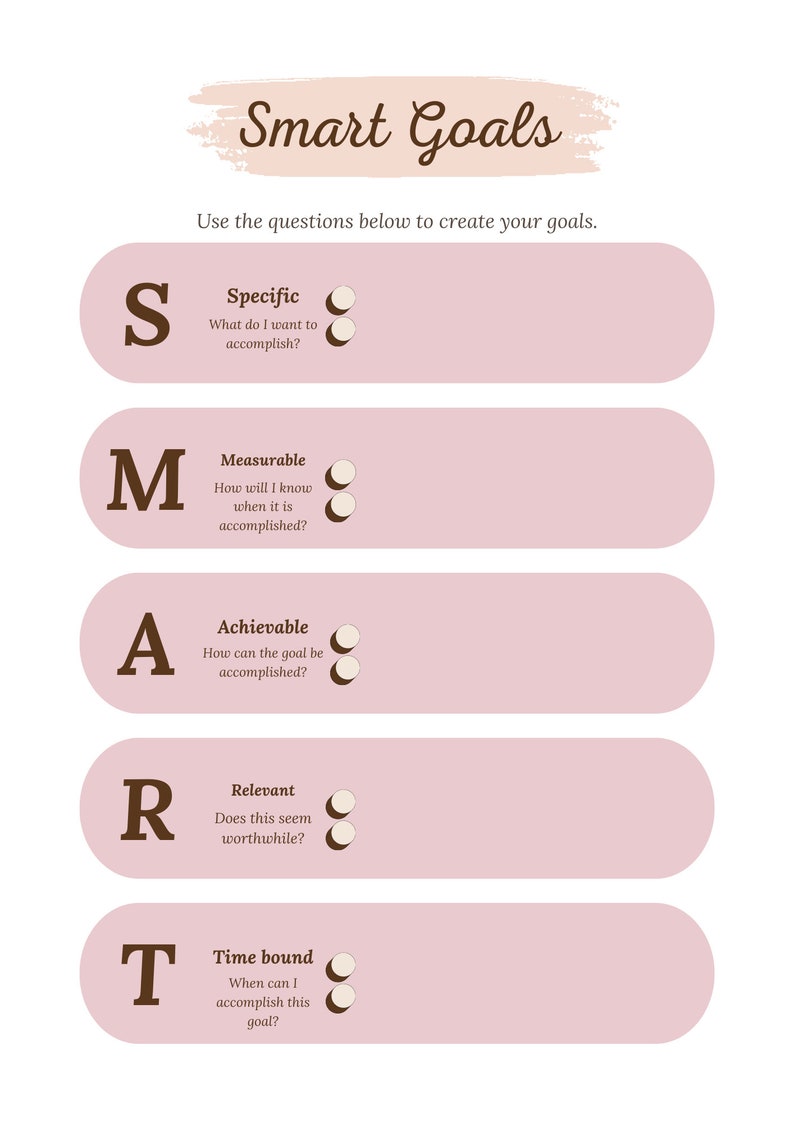 Goal Setting Planner Printable Bundle | SMART Goals Tracker and ...