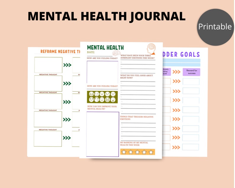 Therapy Journal Mental Health Journal Bundle Worksheets PTSD Anxiety ...