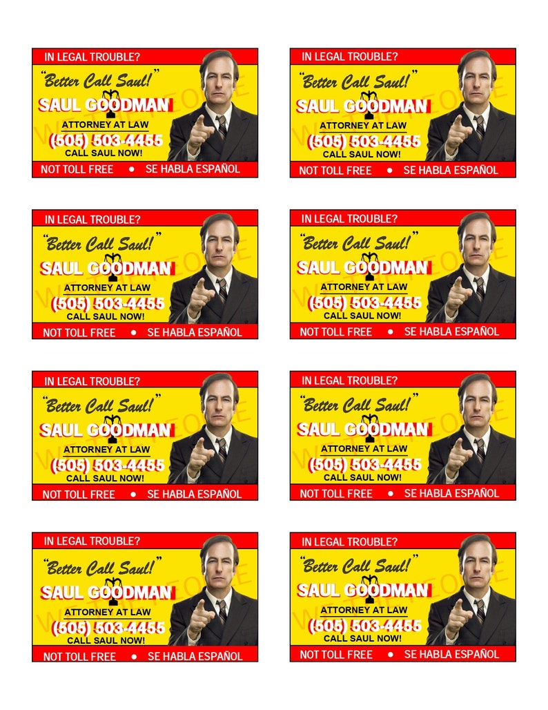 Better Call Saul Style Printable Business Card - Etsy