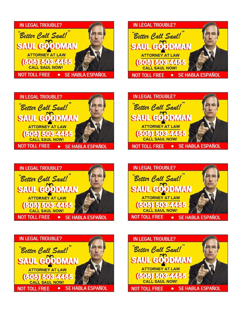 Better Call Saul Style Printable Business Card - Etsy
