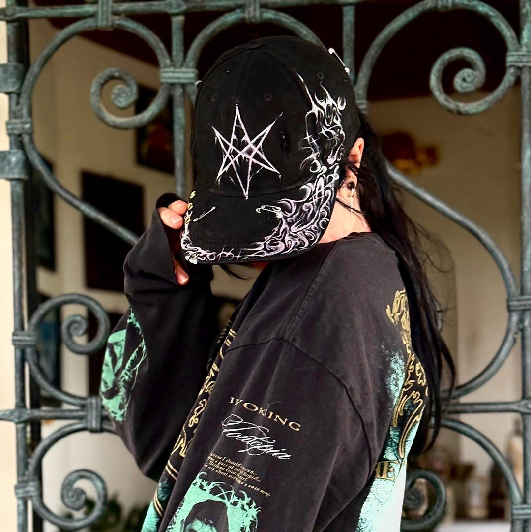 BMTH Inspired Cap Schwarz | Pentagram Logo | Hand-painted | Adjustable ...
