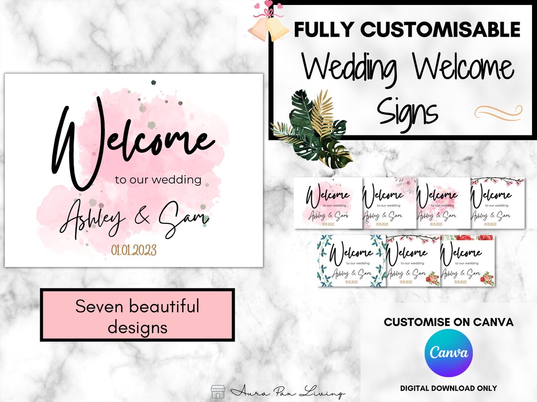 CAMILLE Wedding Day Welcome Sign Templates, Beautiful DIY Wedding Day ...