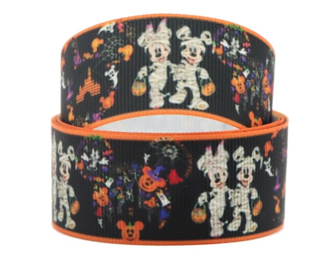 Mickey and Minnie Mummy Halloween 1 Grosgrain Ribbon - Etsy