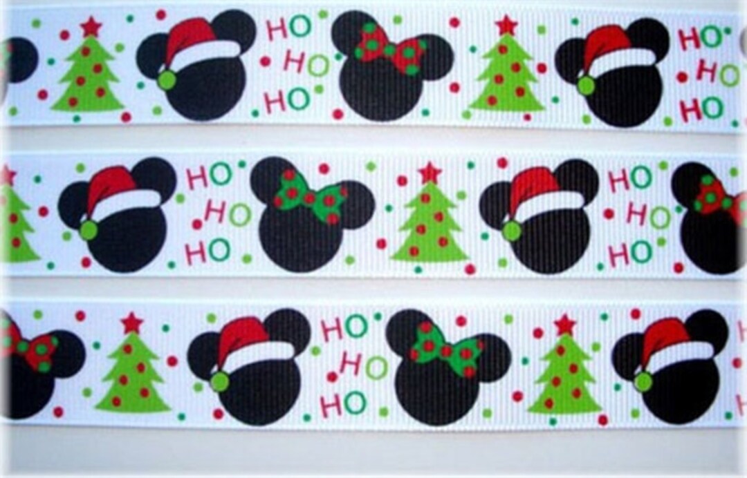 Disney Mickey & Minnie Mouse Head Christmas 1" Grosgrain Ribbon - Etsy