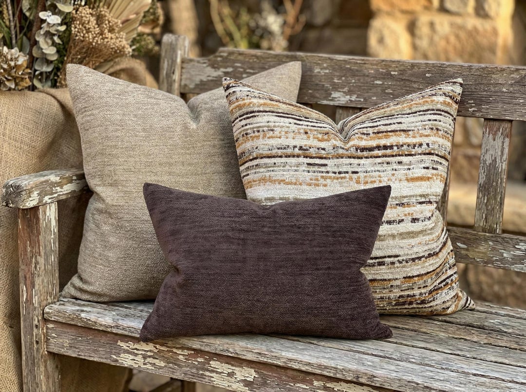 Neutral Earthy Tone Textured Throw Pillow Covers Set, Modern Farmhouse ...