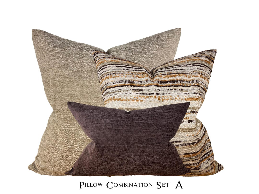 Earthy Tones Neutral Brown Pillow Cover Set Combination, Bedroom ...