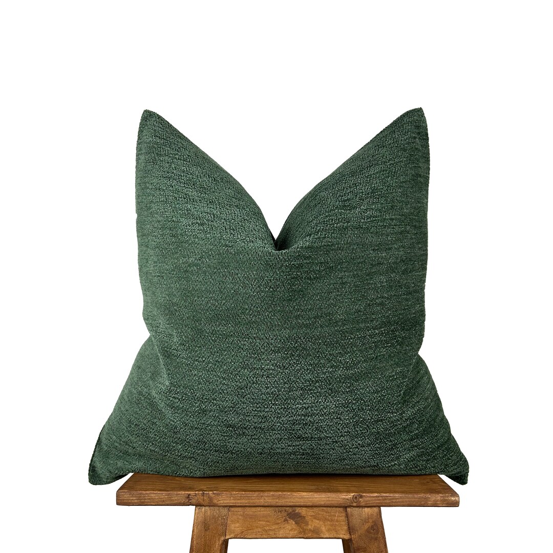 Soft Emerald Green Throw Pillow Cover, Dark Green Euro Sham, Textured ...