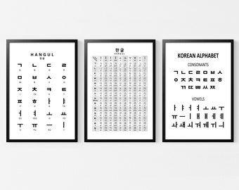 Korean Hangul Alphabet Printable Downloads- Hangul Chart- Hangul Study ...