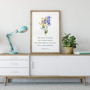Set of 3 Christian Floral Prints,christian Wall Art,botanical Scripture ...