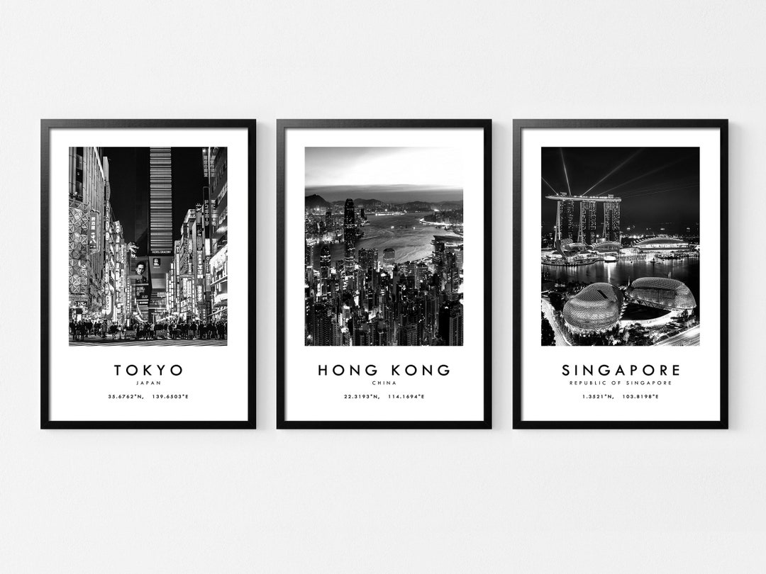 Set of 3 Asia Travel Prints,hong Kong,singapore,tokyo Poster,wall Art ...
