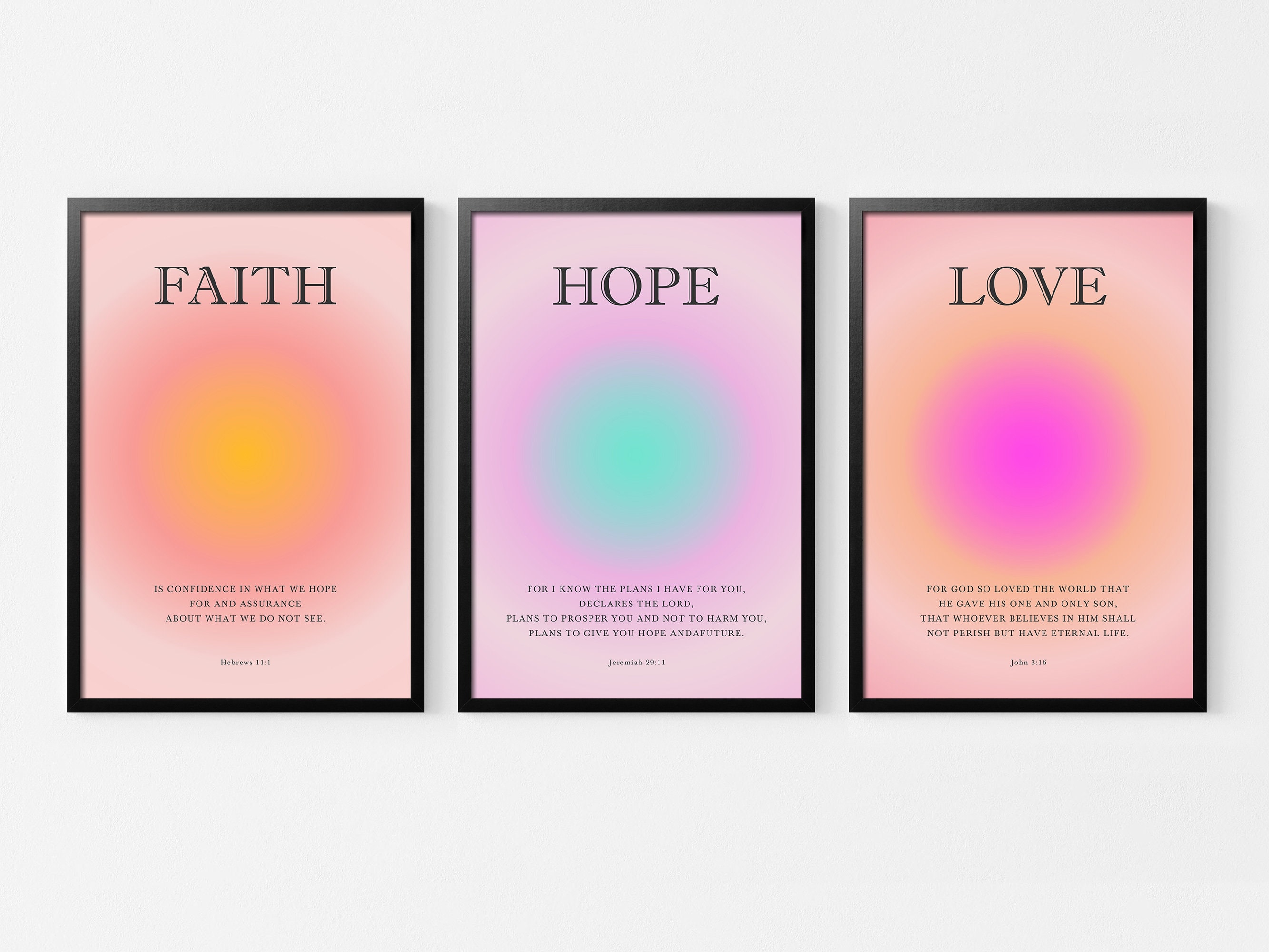 Faith Hope Love Bible Verse Wall Art Set of 3 Printsaura - Etsy