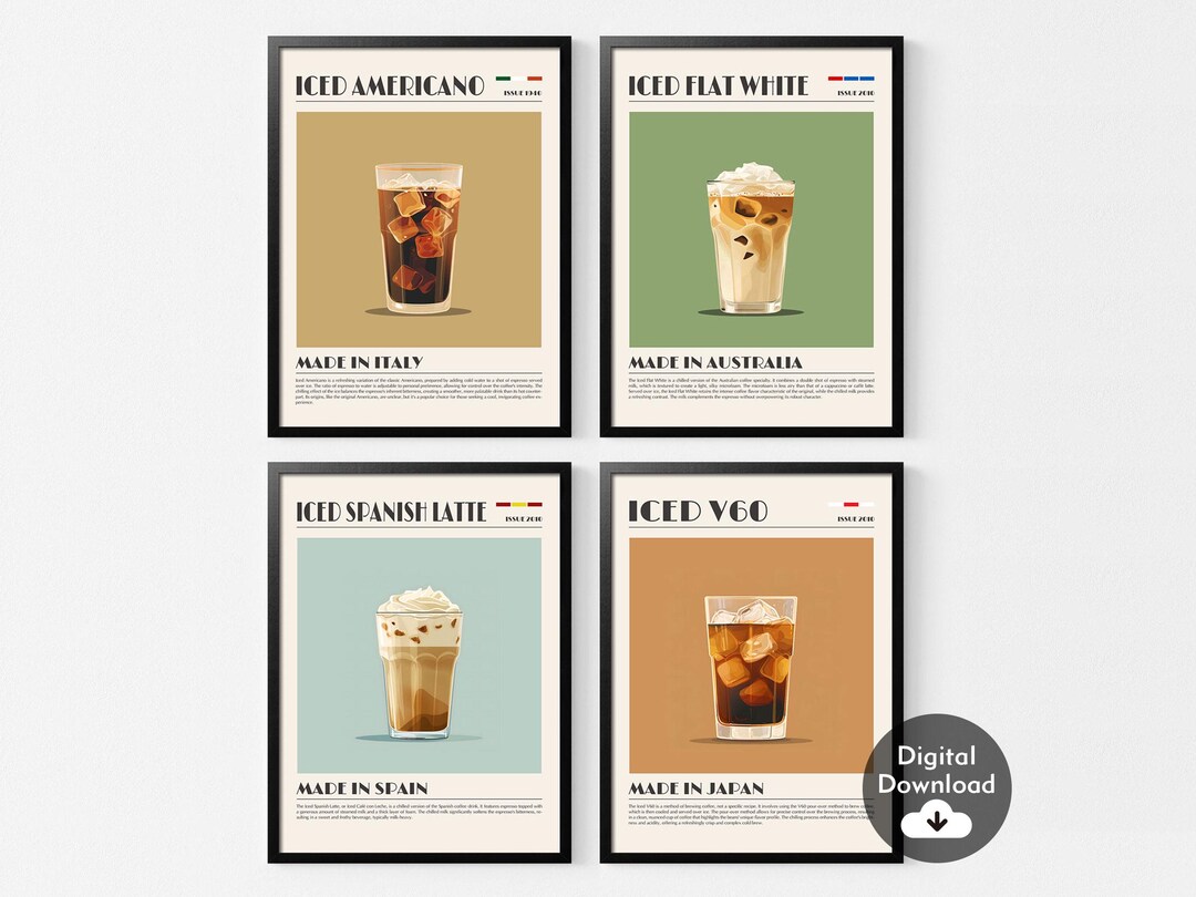 Iced Coffee Art Prints, Modern Kitchen Decor (digital Download) - Etsy