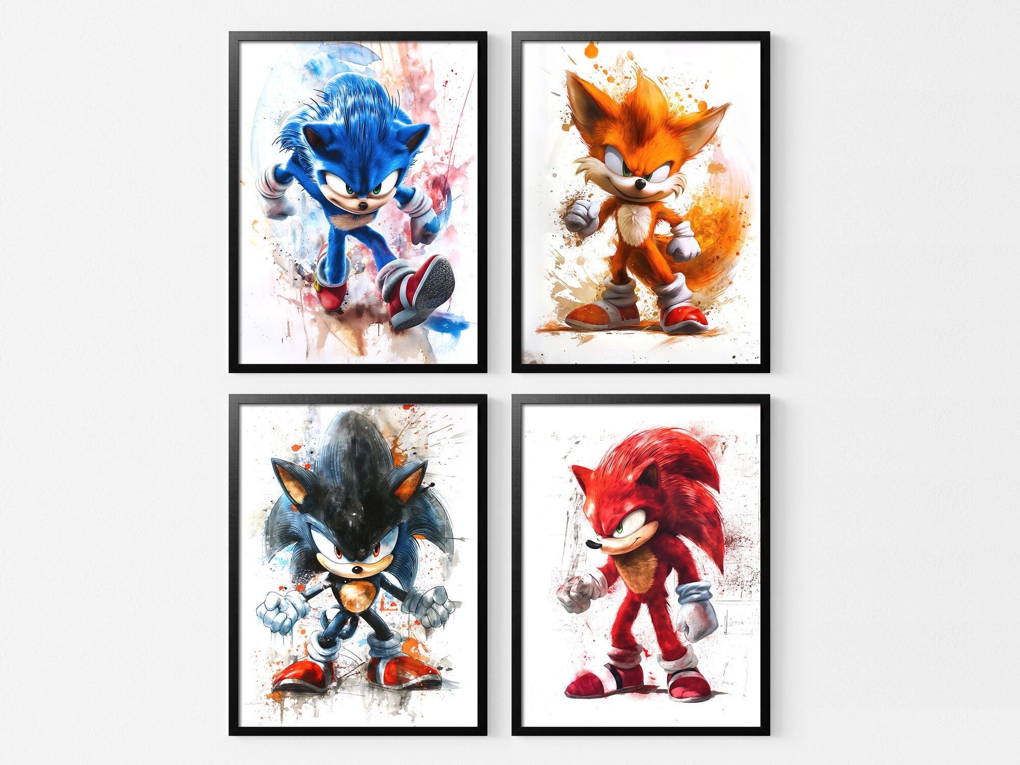 Sonic the Hedgehog Watercolor Print Set, Video Game Nursery Decor ...