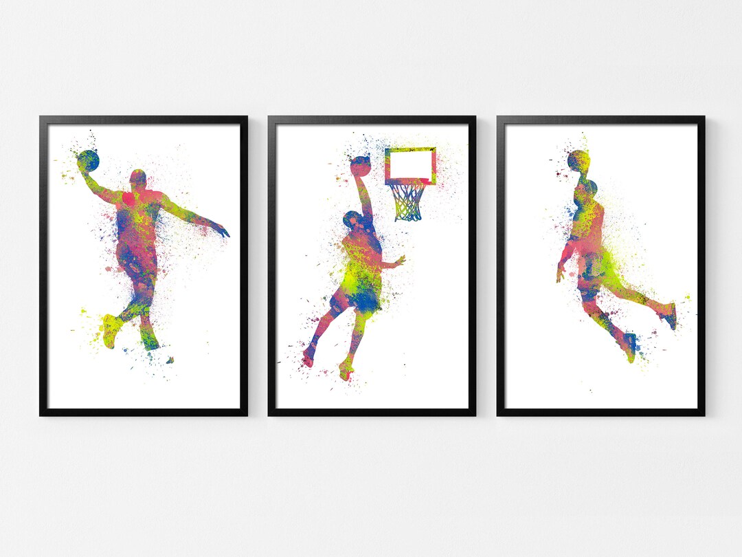 Basketball Art Prints, Basketball Poster, Set of 3 Basketball ...