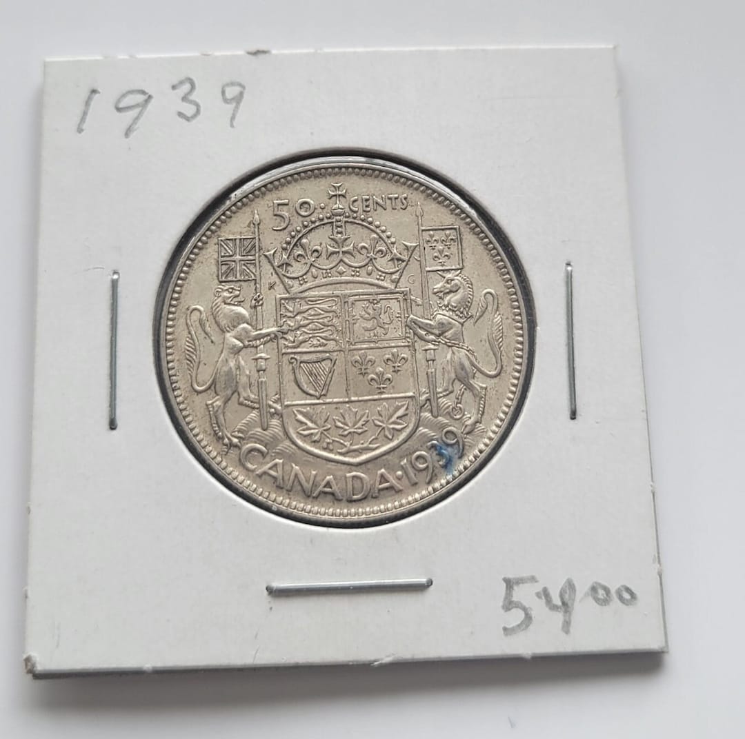 1939 King George VI Canadian Fifty Cent Coin - Etsy