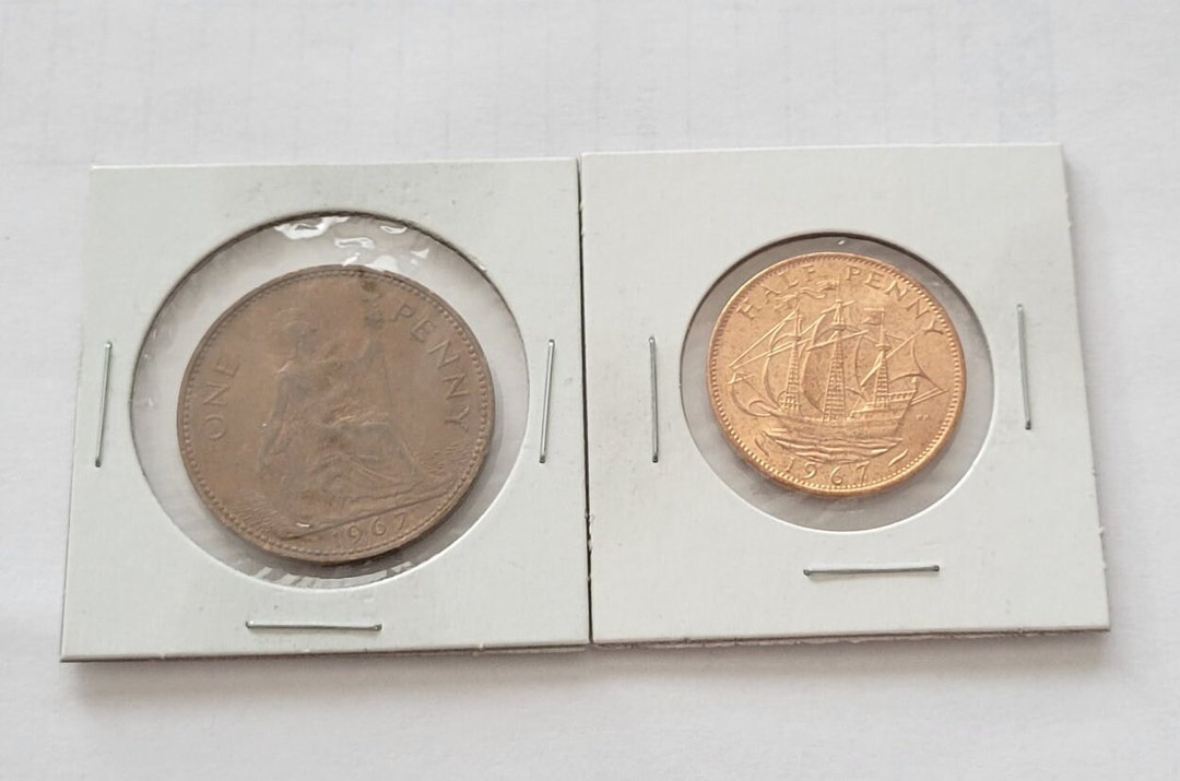 Two 1967 British Coins (penny and Half Penny) - Etsy
