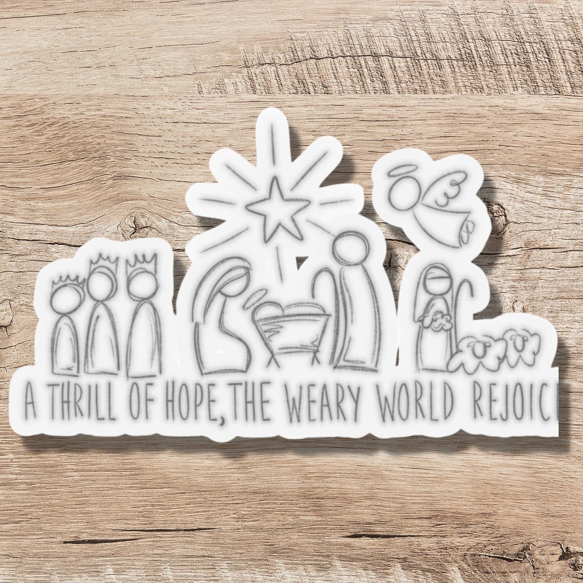 Nativity Sticker A Thrill of Hope Nativity Sticker Christmas - Etsy