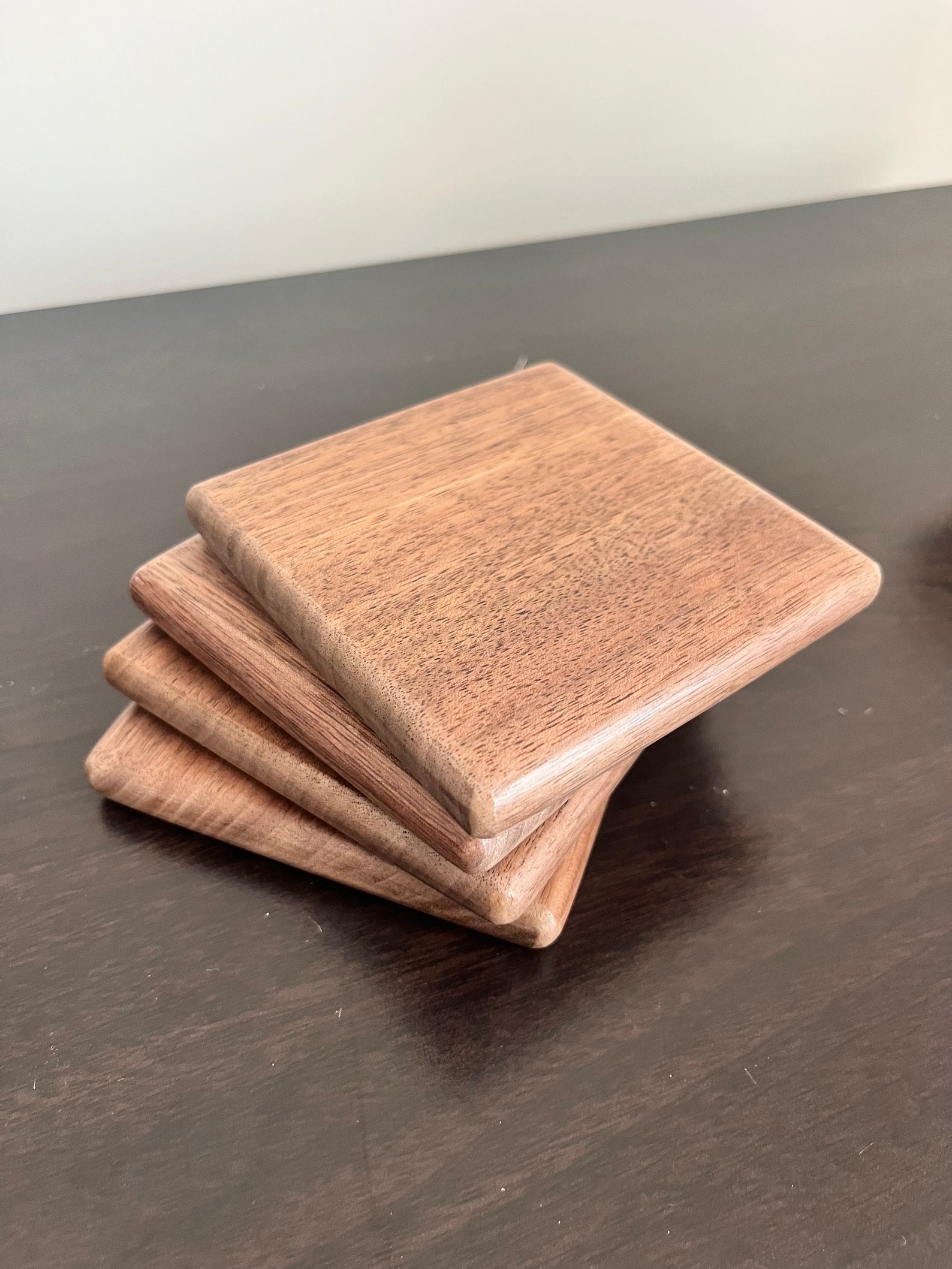 Walnut Wood Coasters, Wood Coaster Set, Wood Coasters With Holder, Gift ...