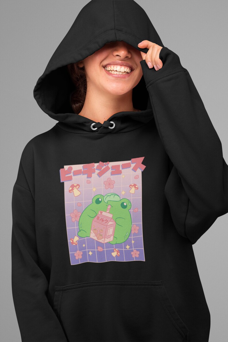 Kawaii Frog Hoodie, Japanese Aesthetic Hoody, Korean Milk Box Hoodie ...