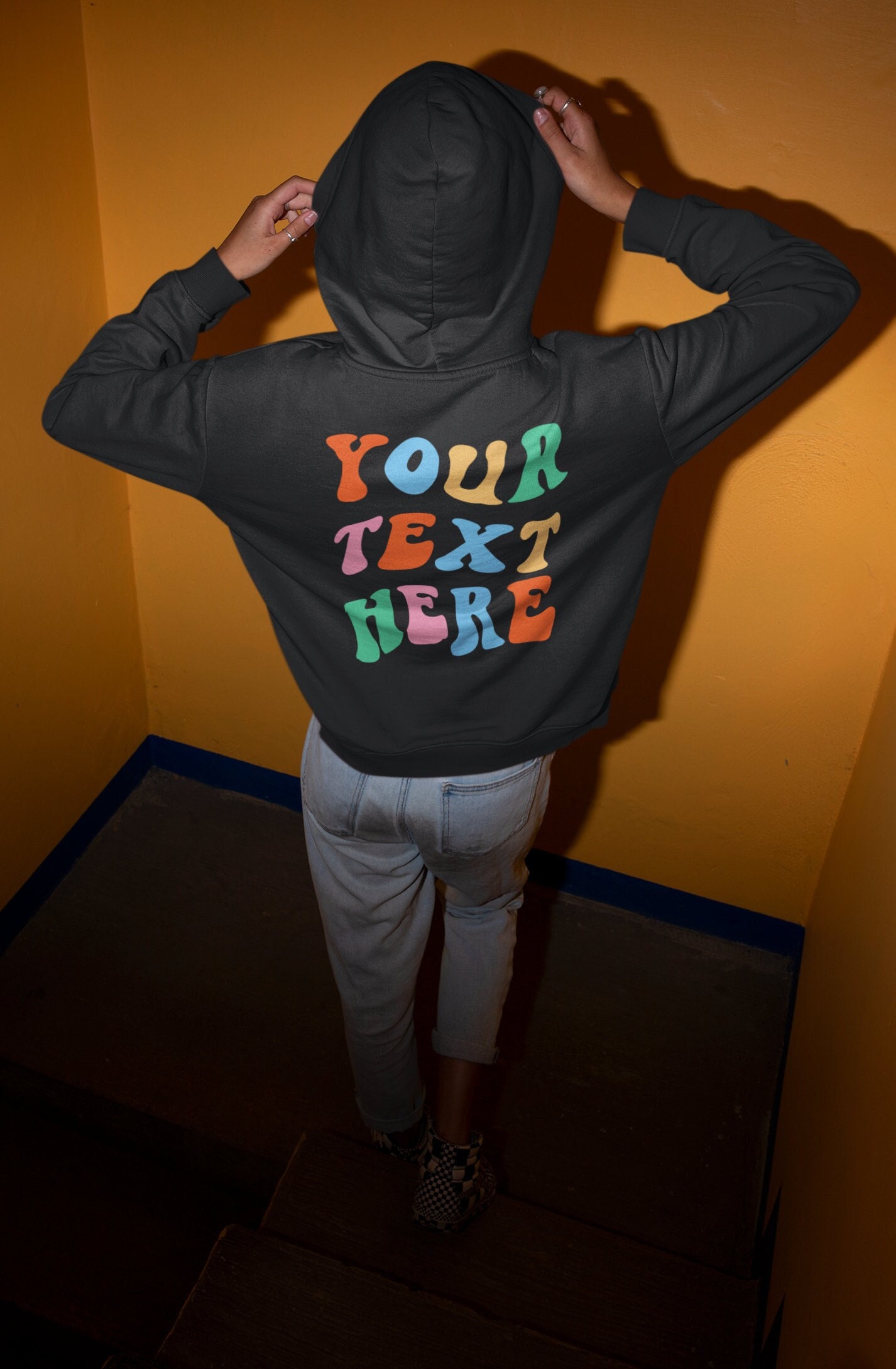 Customizable Hoodie, Wavy Text Hoody, Custom Text Gift, Personalized ...