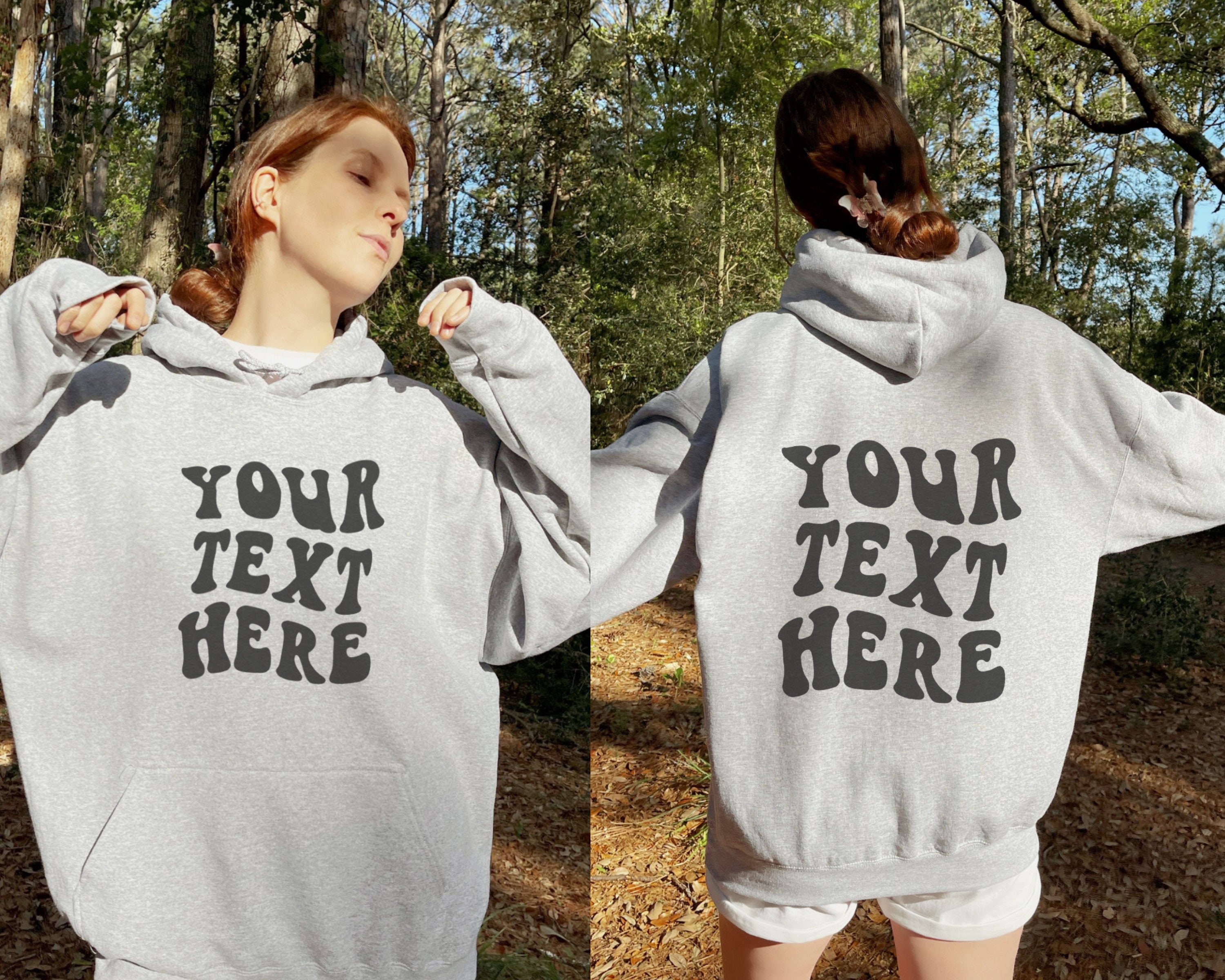 Customizable Hoodie, Wavy Text Hoody, Custom Text Gift, Personalized ...