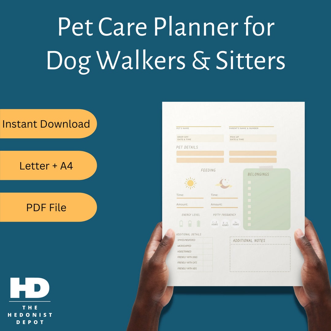 Printable Pet Care Planner | Dog Boarding & Sitting Planner | Planner ...