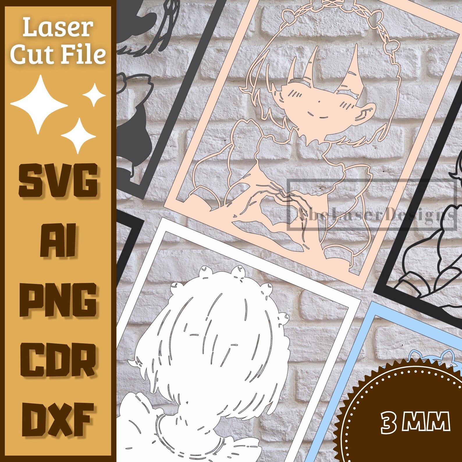 Anime Girl V23 Cartoon Layers SVG Laser Cut - Etsy