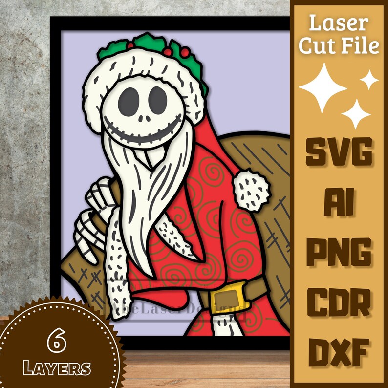 Skeleton Christmas V3 Cartoon Layers SVG Laser Cut - Etsy