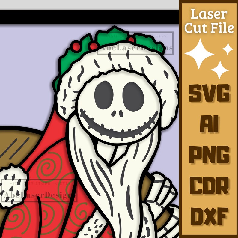Skeleton Christmas V3 Cartoon Layers SVG Laser Cut - Etsy