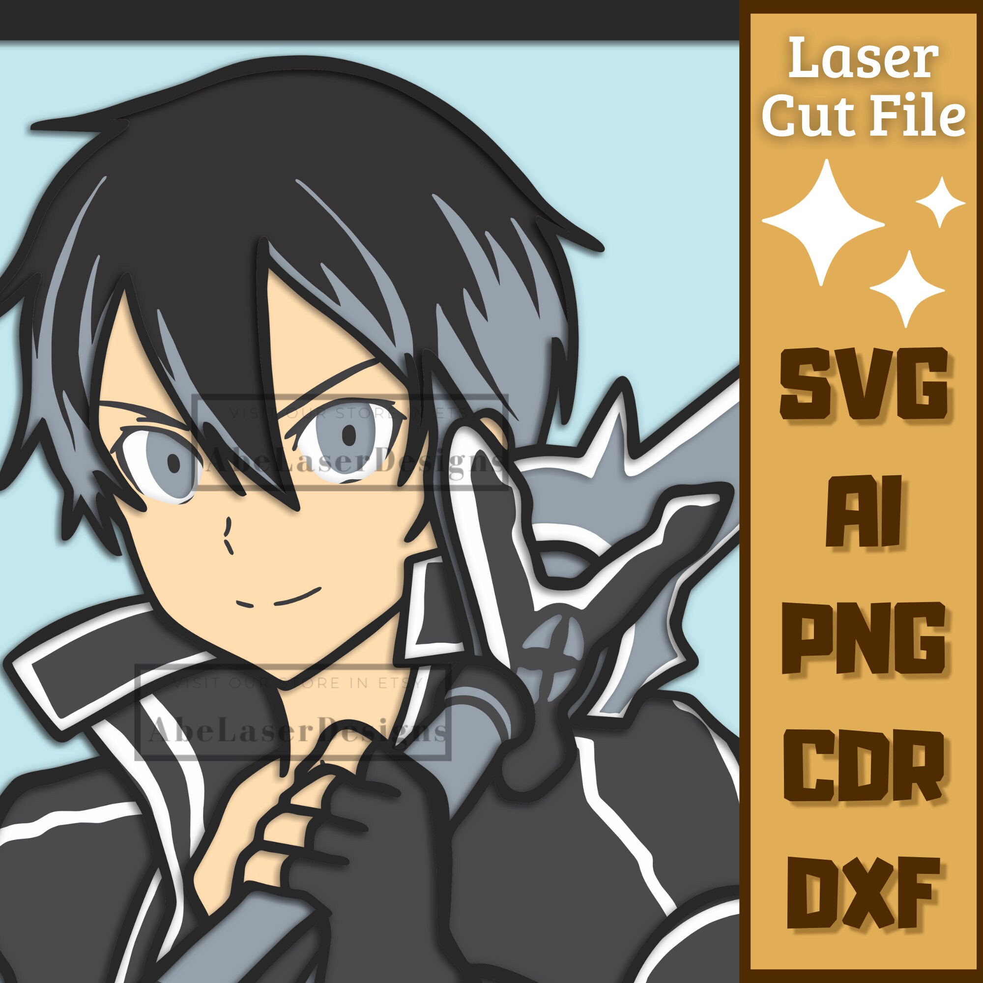 Anime Guy V18 Cartoon Layers SVG Laser Cut - Etsy
