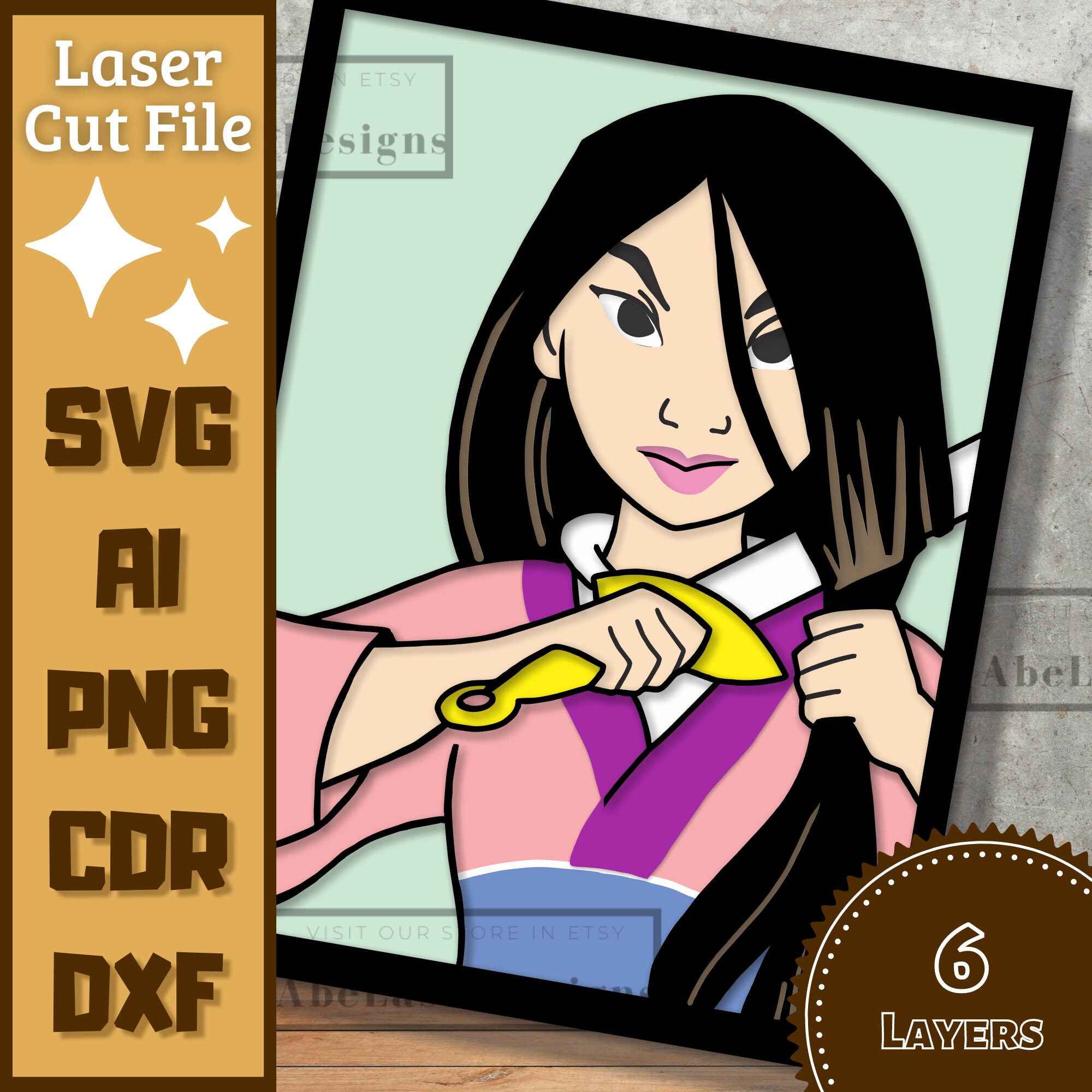 Princess V3 Warrior Layers Cartoon Laser Cut - Etsy