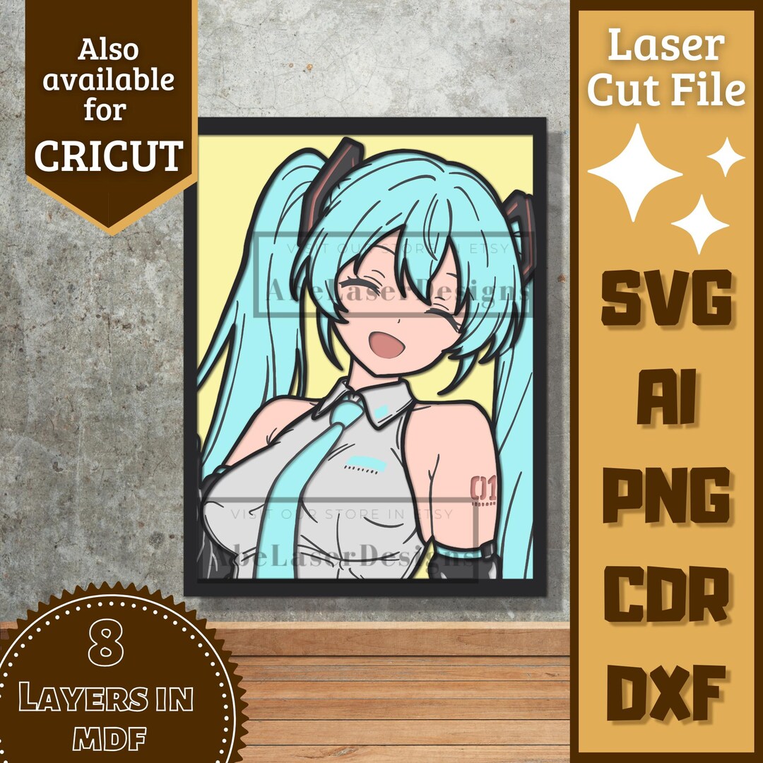 Anime Girl V30 Cartoon Layers SVG Laser Cut - Etsy