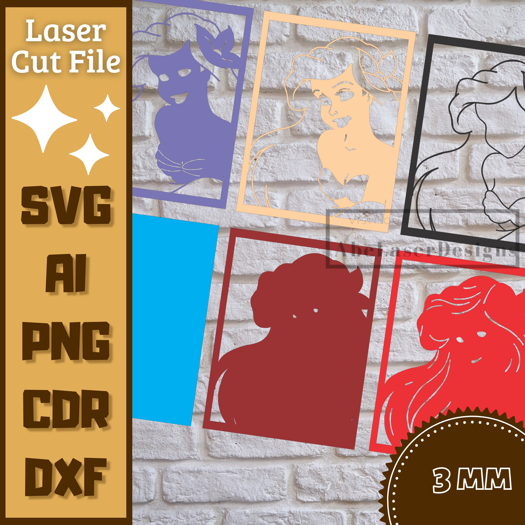 Princess V8 Sea Layers Cartoon Laser Cut - Etsy