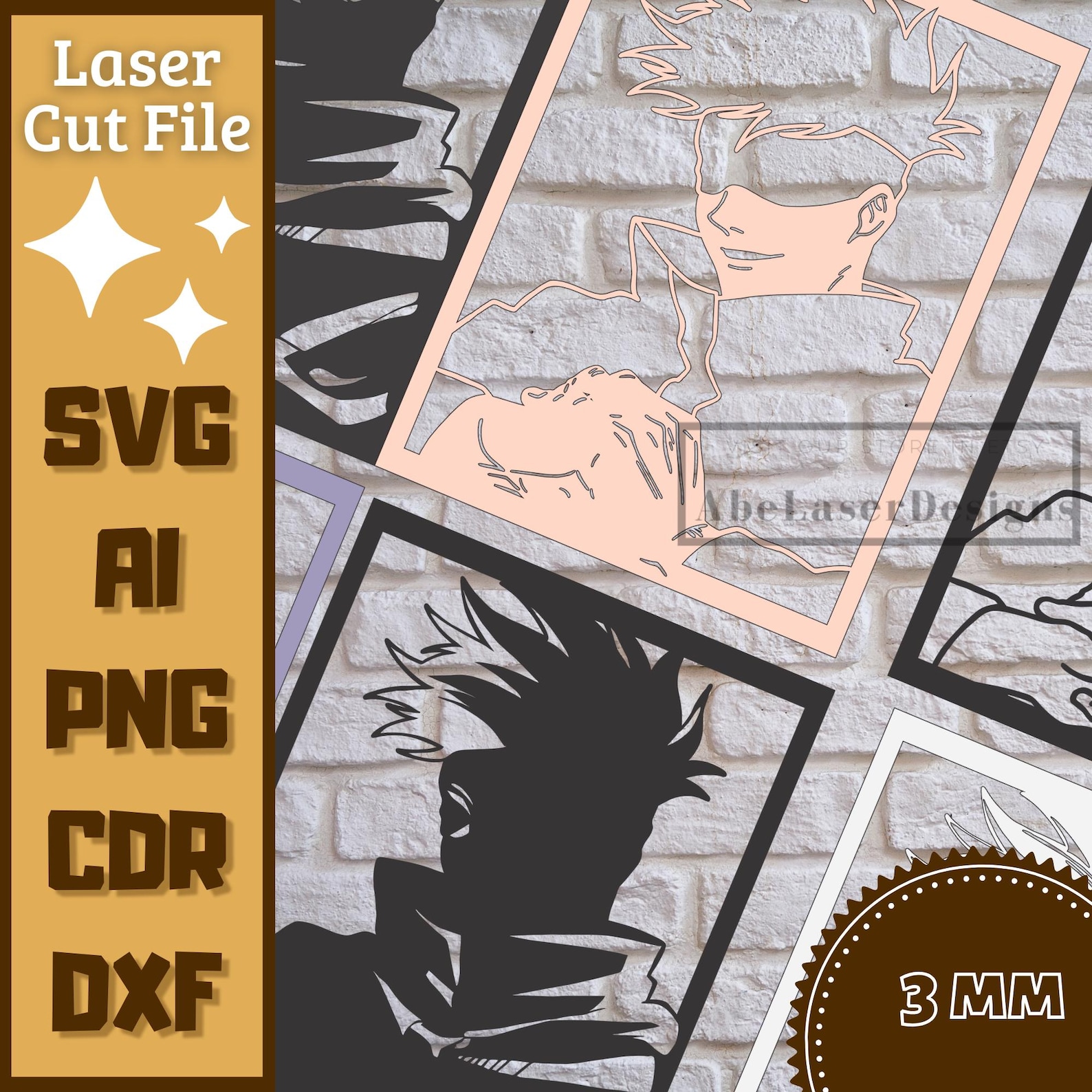 Anime Guy V37 Cartoon Layers SVG Laser Cut - Etsy