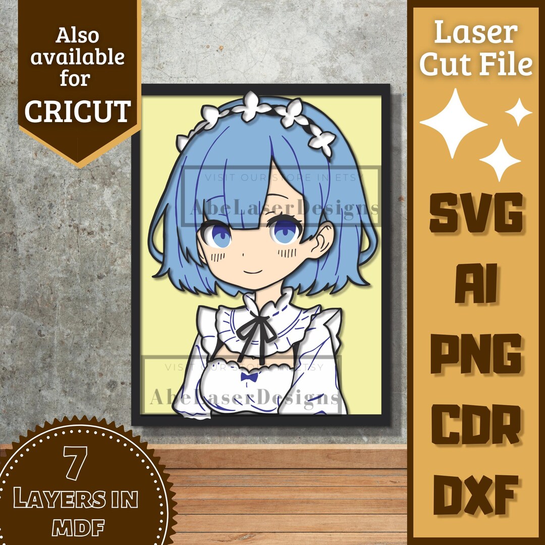 Anime Girl V32 Cartoon Layers SVG Laser Cut - Etsy